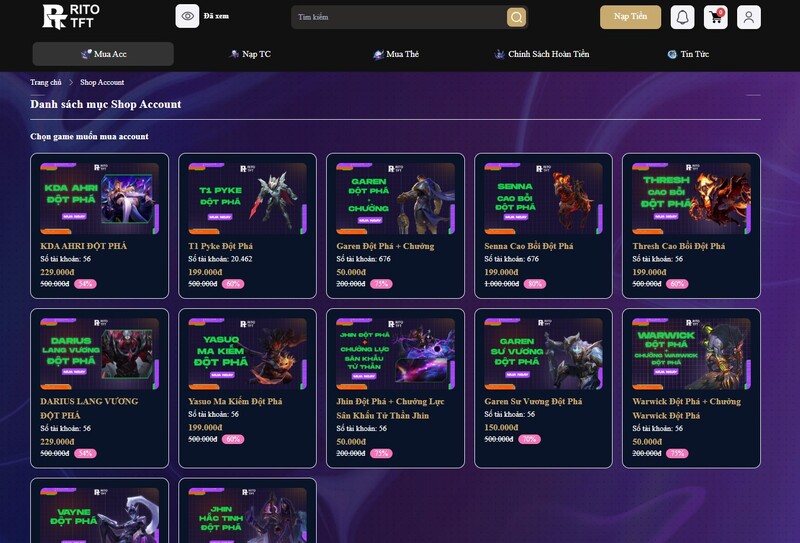 Đăng nhập Shop TFT - Săn Acc Game Hot, Giao Dịch Nhanh
